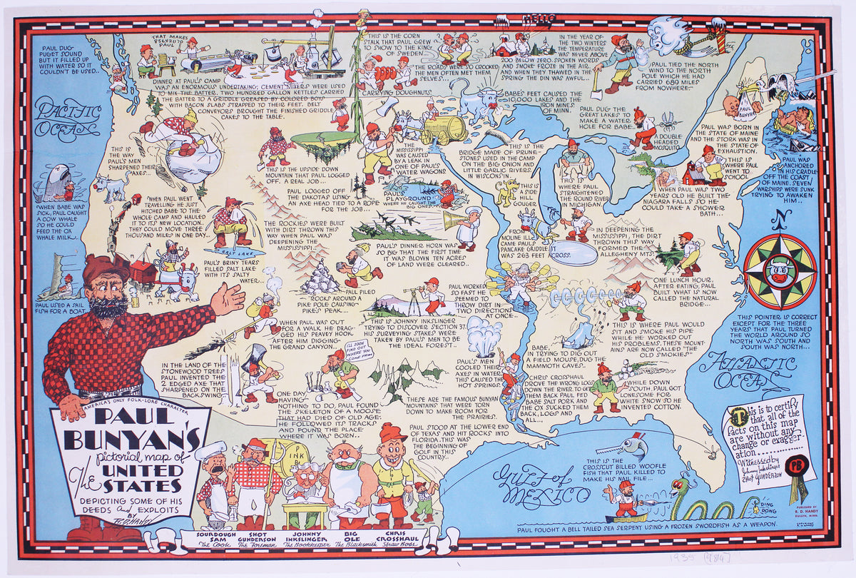 Paul Bunyan's Pictorial Map of the United States — Bryars & Bryars