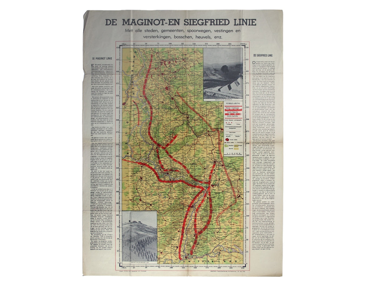 Phoney War Map of the Maginot & Siegfried Lines — Bryars & Bryars