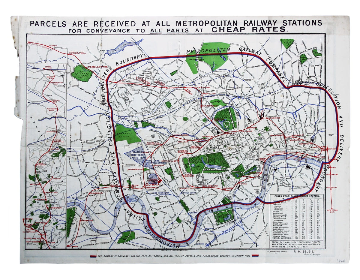 Metropolitan Railway Parcel Delivery Map — Bryars & Bryars